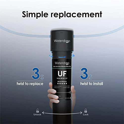 Waterdrop 15UA Under Sink Water Filter System and Waterdrop RF15-UF 0.01 Micron Replacement Filter Cartridge For 15UA/15UA-UF/15UB/15UB-UF/15UC/15UC-UF Under Sink Water Filter