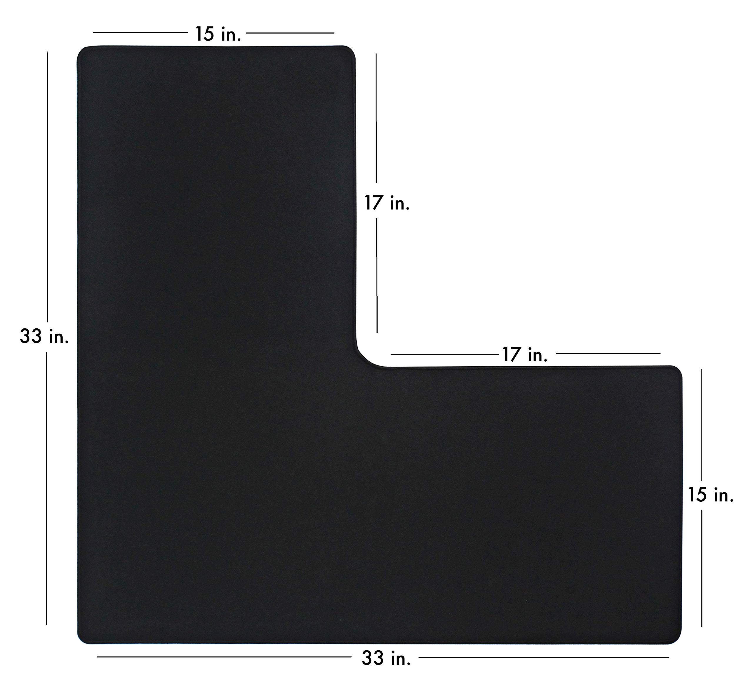 LPadds L Shaped Mouse Pad - Large, 3mm thickness, Stitched Edges, Water Resistant - Corner Mouse Mat for L Shaped Desk, Corner Desk and Gaming Setup