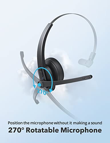 Bluetooth Headset with Microphone, Mute Button, Noise Cancelling Mic, On Ear Headphone Bluetooth 5.0 34H with USB Adapter for PC, Trucker, Home, Office, Online Class, Call Center, Skype Zoom