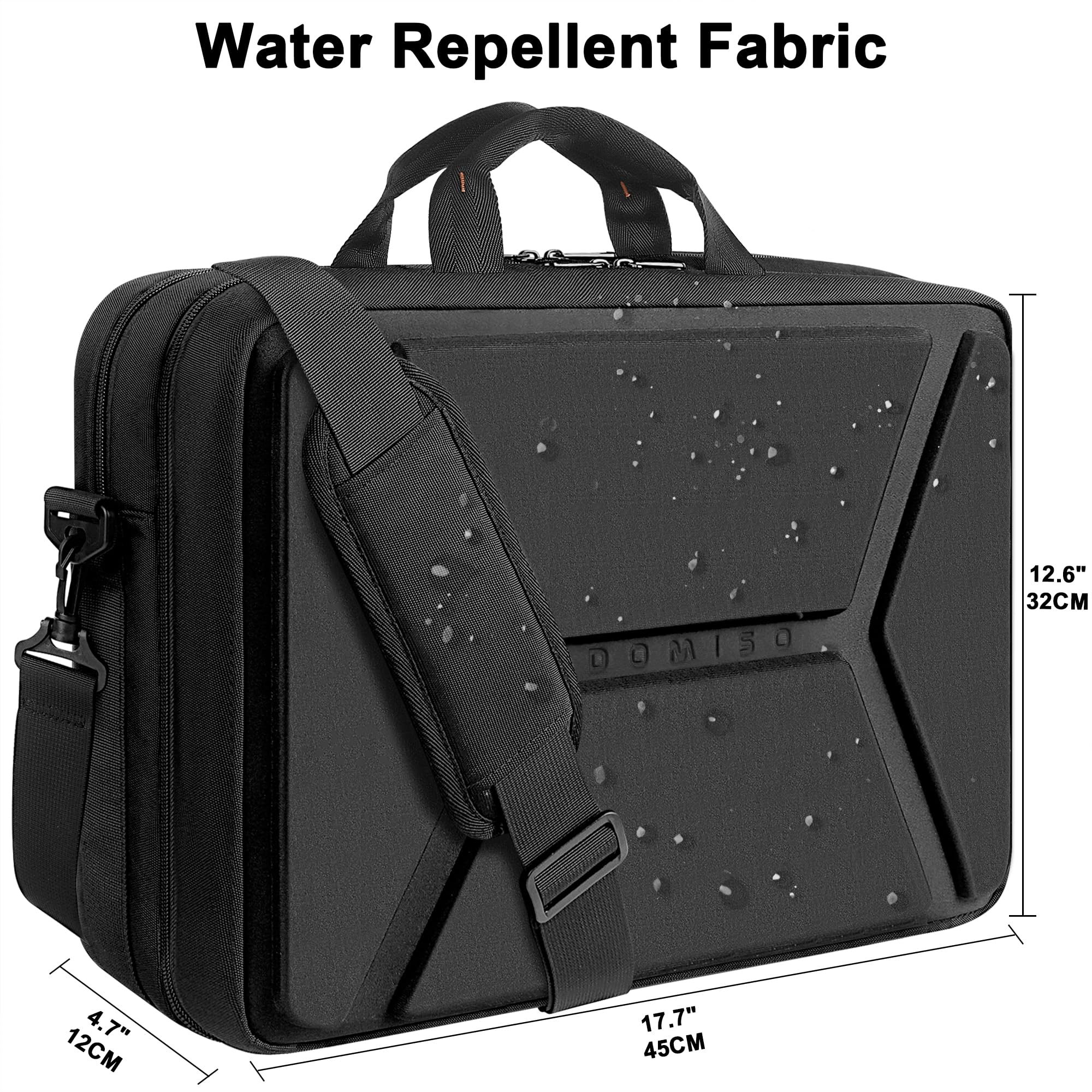 DOMISO 17 Inch Business Laptop Briefcase Water-Repellent Shockproof Protective Messenger Shoulder Bag Travel Bag Compatible with 17"-17.3" Notebooks/Dell/Acer/HP/MSI/ASUS, Black