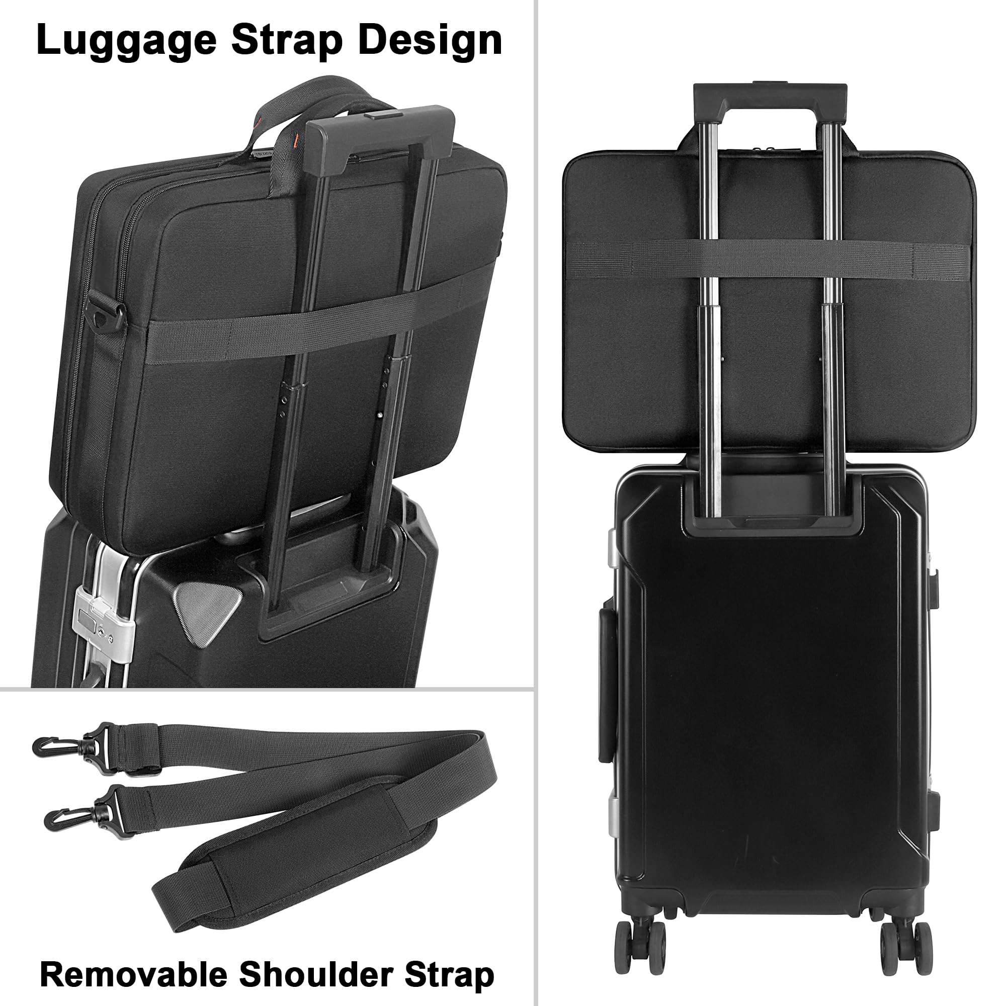DOMISO 17 Inch Business Laptop Briefcase Water-Repellent Shockproof Protective Messenger Shoulder Bag Travel Bag Compatible with 17"-17.3" Notebooks/Dell/Acer/HP/MSI/ASUS, Black