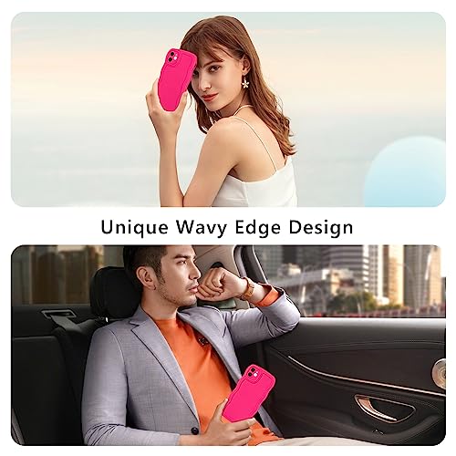 GUAGUA Compatible with iPhone 12 Mini Case, Phone Case iPhone 12 Mini, Cute Curly Wave Shape Design Soft Hybrid TPU Bumper Drop Shockproof Protective Anti Slip Case for iPhone 12 Mini 5.4’’, Hot Pink