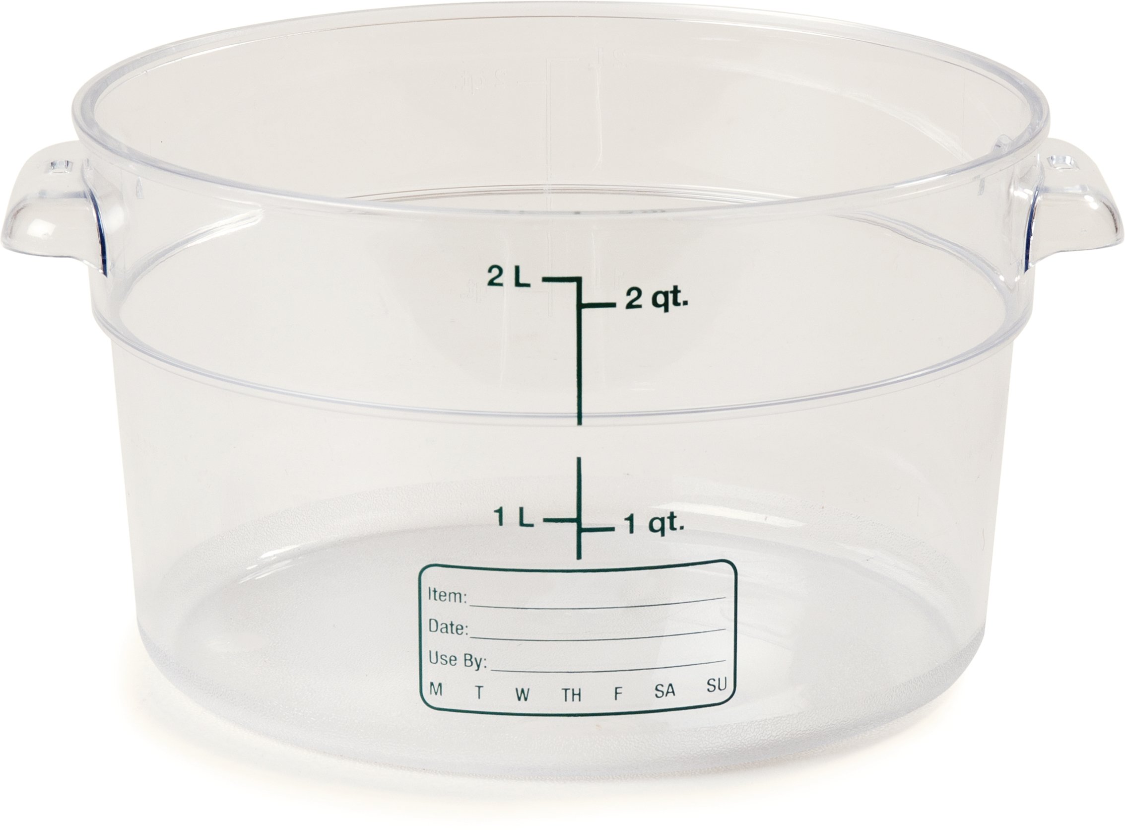 Carlisle FoodService Products Storplus Round Food Storage Container with Stackable Design for Catering, Buffets, Restaurants, Polycarbonate (Pc), 2 Quart, Clear, (Pack of 12)