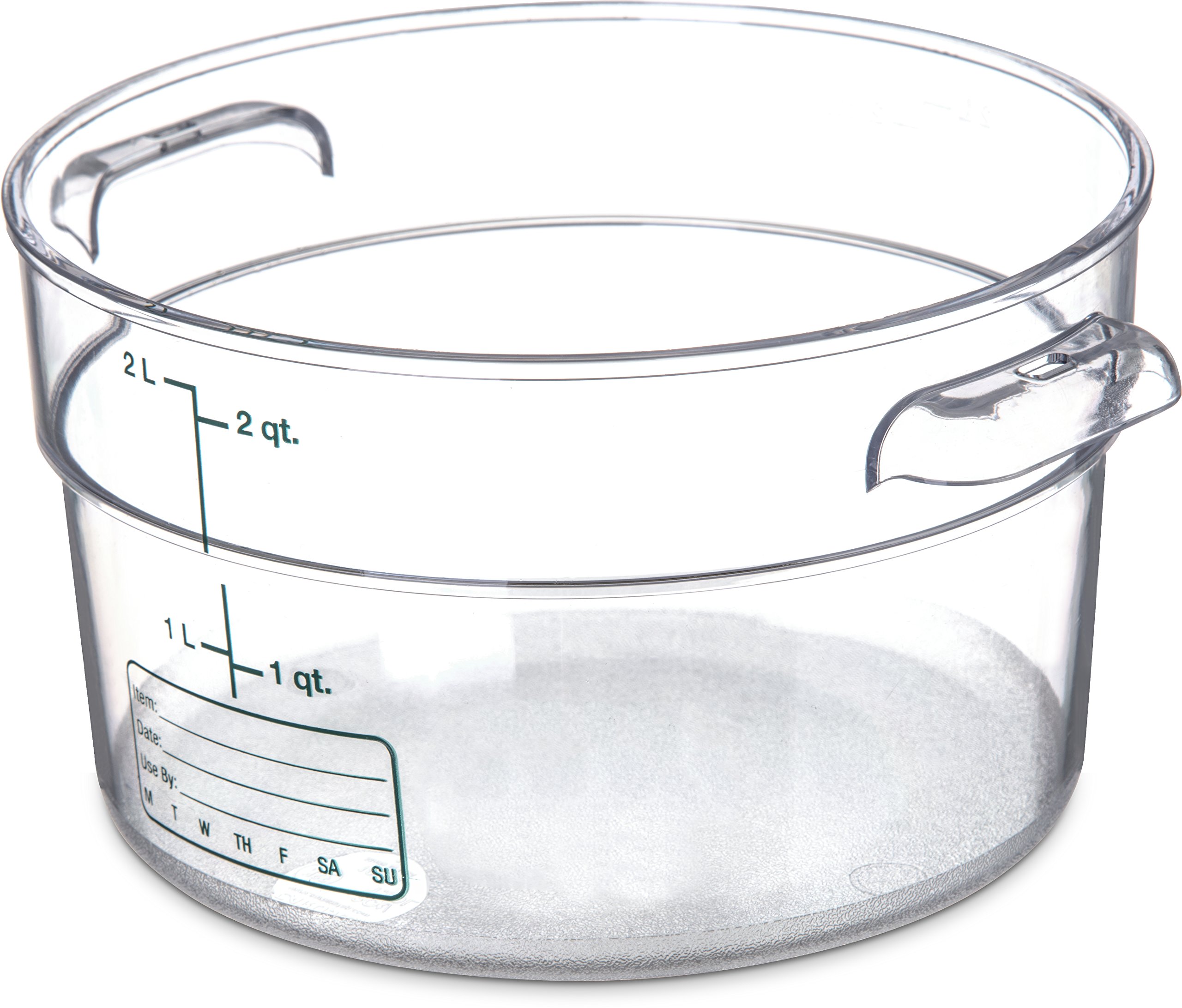 Carlisle FoodService Products Storplus Round Food Storage Container with Stackable Design for Catering, Buffets, Restaurants, Polycarbonate (Pc), 2 Quart, Clear, (Pack of 12)