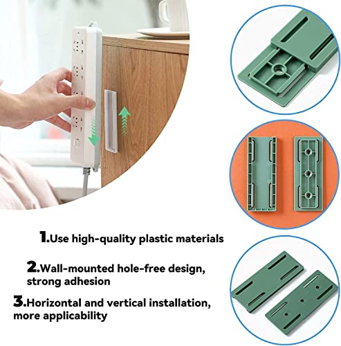 4 Pcs wcjjgm Adhesive Punch-Free Socket Holder, Self-Adhesive Desktop Socket Fixer,Wall Mount Home Power Strip fixator, Desktop Mobile Plug-in Socket Fixer Bracket Stand