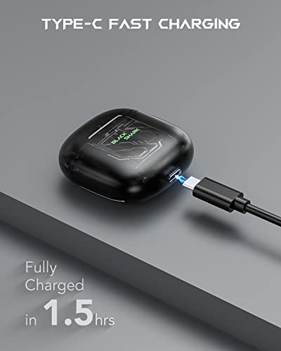 Black Shark Bluetooth Earbuds with 2 Mics Call Noise Canceling, Wireless Earbuds with 24H Playtime for Sport and Work, One-Step Pairing & Smart Touch Control, IPX5 Waterproof, in-Ear Stereo