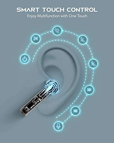 Black Shark Bluetooth Earbuds with 2 Mics Call Noise Canceling, Wireless Earbuds with 24H Playtime for Sport and Work, One-Step Pairing & Smart Touch Control, IPX5 Waterproof, in-Ear Stereo