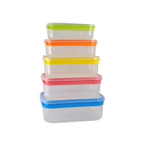 Stor-All Solutions Rectangular 10 Piece Food Storage Containers with Lids Airtight (5 Containers & 5 Lids) Plastic Meal Prep Container for Pantry Organization BPA-Free Leak-Proof Microwave Safe