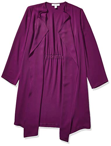 NINE WEST Women's Soft Crepe Duster, Wild Plum, L