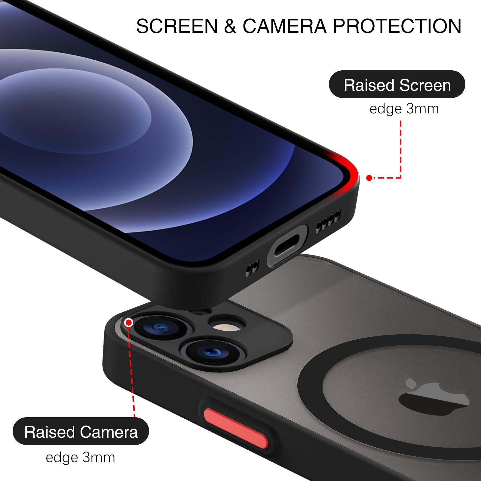 BENTOBEN for iPhone 12 Mini Case,iPhone 12 Mini Magnetic Case [Compatible with MagSafe] Translucent Matte Shockproof Anti-Fingerprint Protective Cover 5.4’’ Black