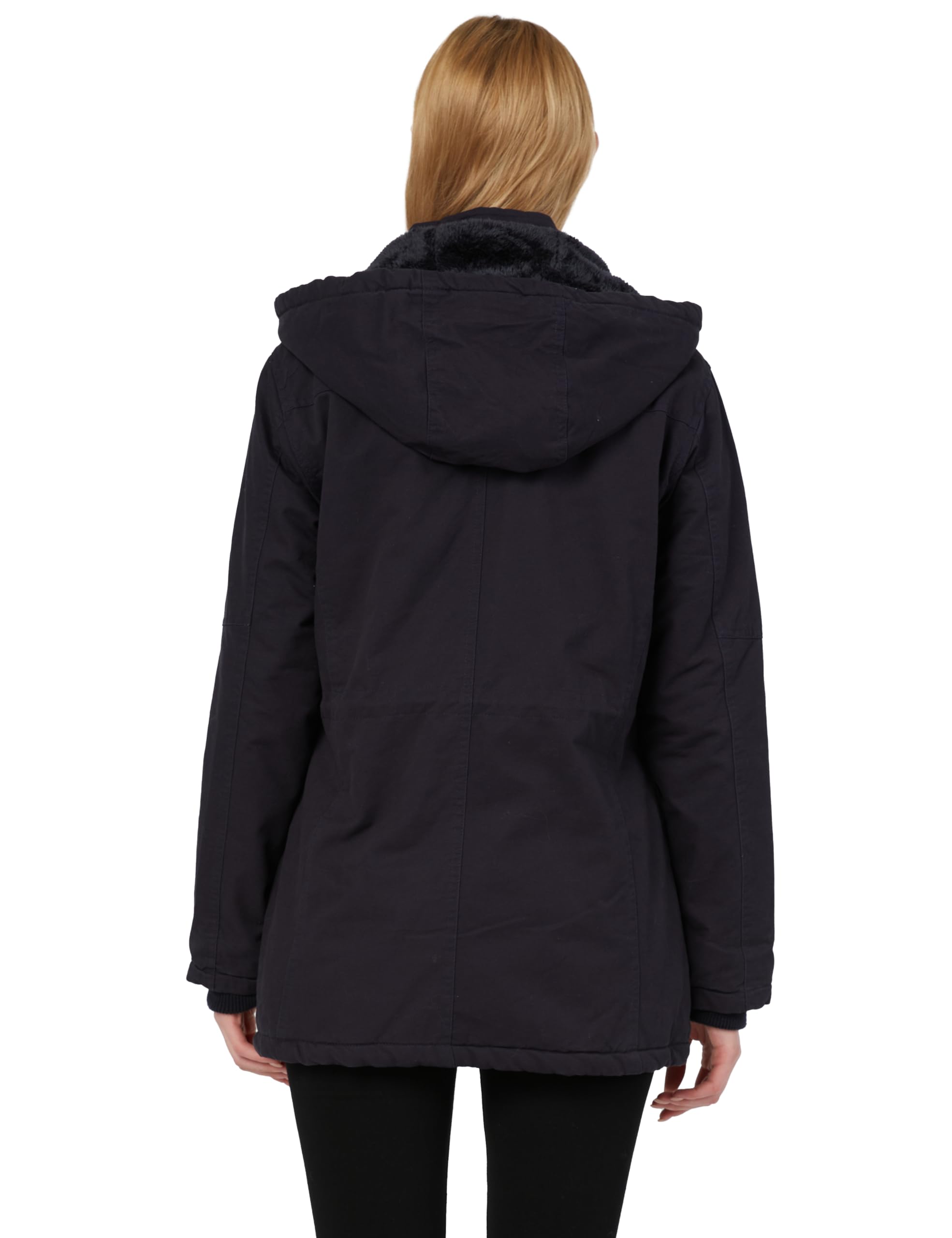 wantdo Women's Winter Military Jacket Outdoor Coat with Removable Hood Black L