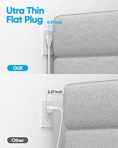 Cruise Essentials, Thin Plug Power Strip with 6 Outlets 3 USB Ports(1 USB C), 5ft Flat Extension Cord, Non Surge Power Strip for Cruise Ship Travel, Dorm Room Essentials