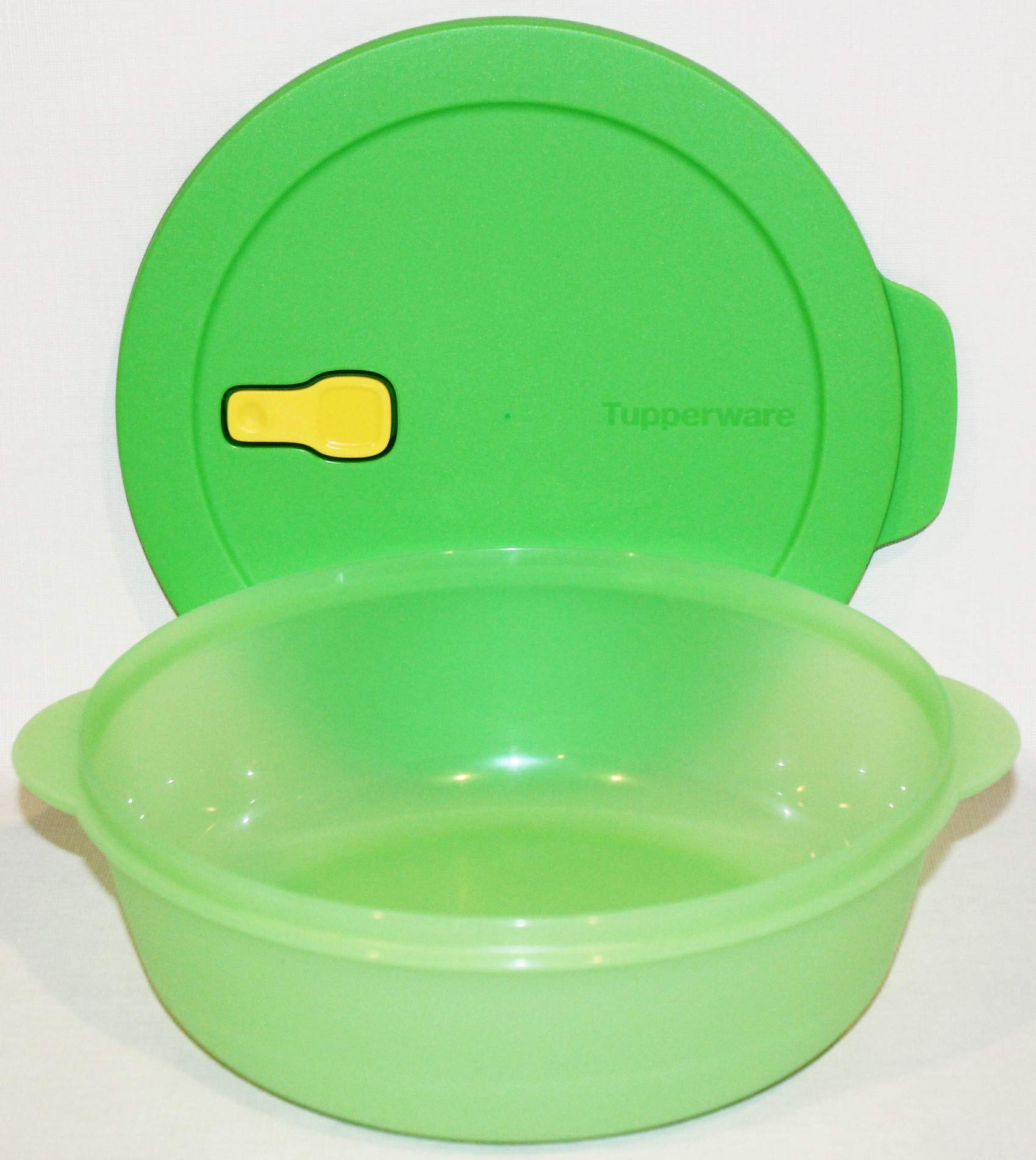 Tupperware Crystalwave Microwave Bowl 3 Quart / 3 Liter Green Yellow