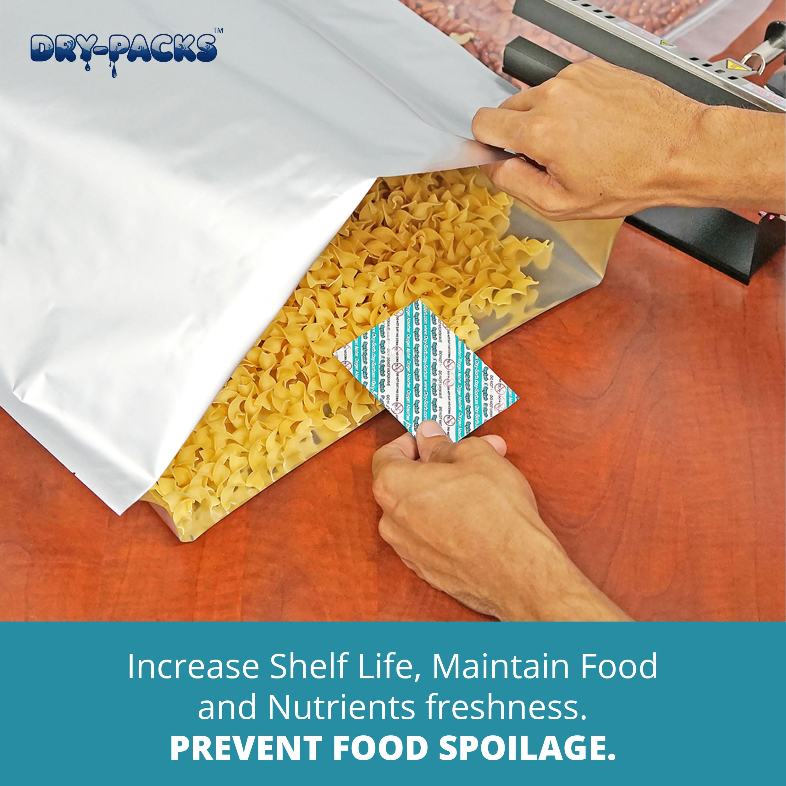Dry-Packs 10 5 Gallon Mylar Bags with Oxygen Absorbers for Food Storage, 2000cc Oxygen Absorber, Long Term Food Storage Solution, Durable and Reliable Mylar Bags, 20"x30" Silver