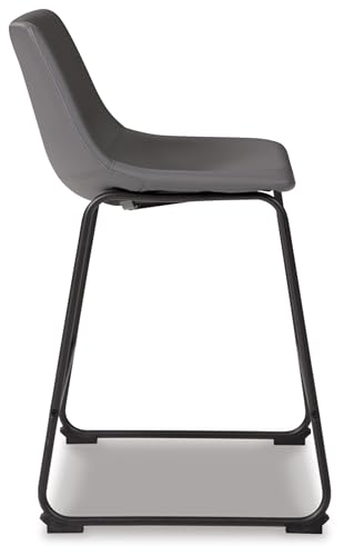 Signature Design by Ashley Centiar Modern Faux Leather 23.75" Counter Height Bucket Seat Barstool, Set of 2, Gray
