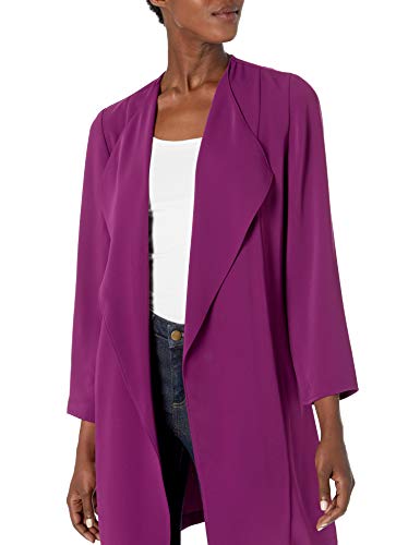 NINE WEST Women's Soft Crepe Duster, Wild Plum, L