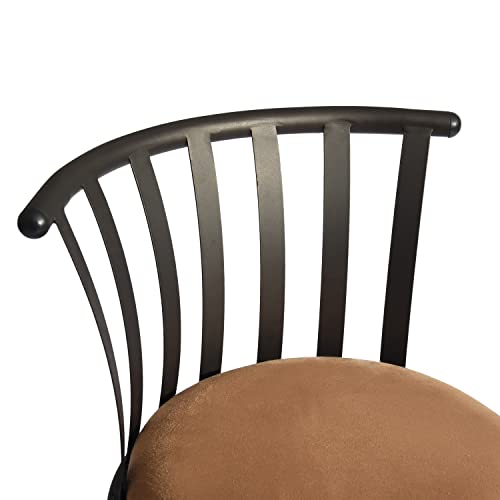 HOTATA Bar Stools Set of 2, 29" Industrial Counter Height Bar Chairs with Metal Back, Fabric Seat, Footrest, Sturdy Steel Frame, Swivel barstools for Bar, Dining Room, Kitchen, Party, Easy Assembly