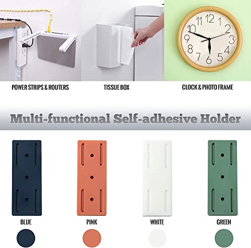 4 Pcs wcjjgm Adhesive Punch-Free Socket Holder, Self-Adhesive Desktop Socket Fixer,Wall Mount Home Power Strip fixator, Desktop Mobile Plug-in Socket Fixer Bracket Stand
