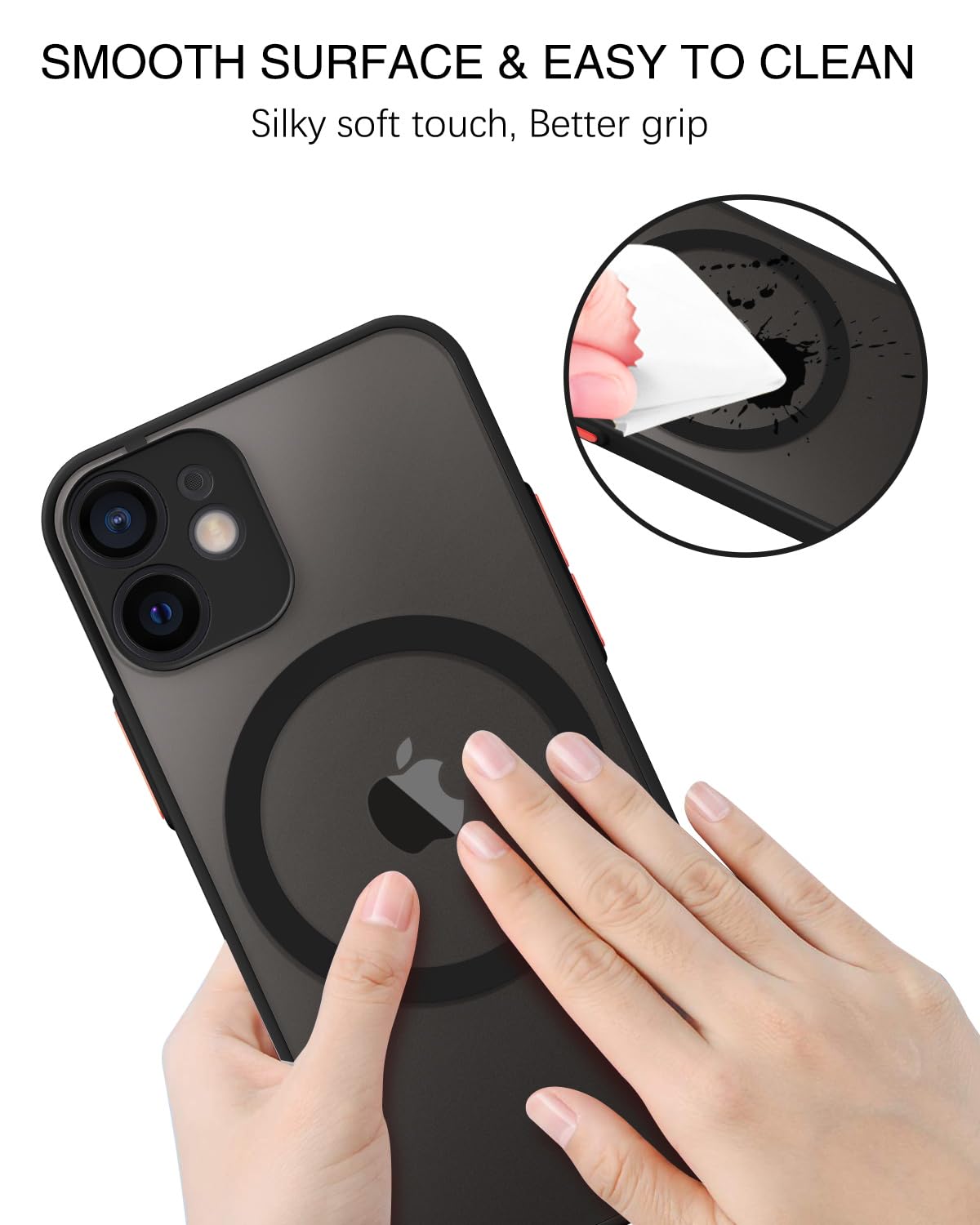 BENTOBEN for iPhone 12 Mini Case,iPhone 12 Mini Magnetic Case [Compatible with MagSafe] Translucent Matte Shockproof Anti-Fingerprint Protective Cover 5.4’’ Black