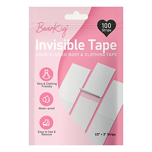 100-Strips Double-Sided Tape for Fashion, Tape for Clothes, Fabric Tape for Women Clothing and Body, All Day Strength Tape Adhesive, Invisible and Clear Tape for Sensitive Skins