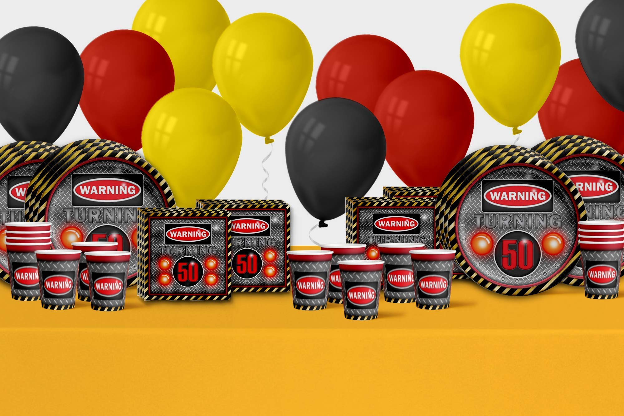 Warning Sign 50th Birthday Party Supplies Set Plates Napkins Cups Tableware Kit for 16