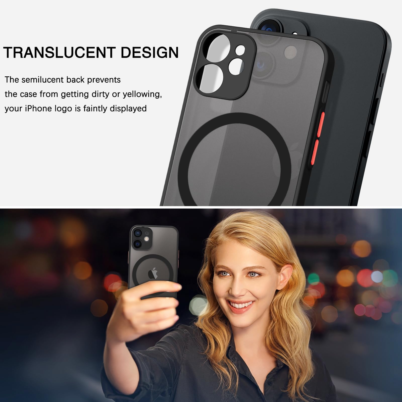 BENTOBEN for iPhone 12 Mini Case,iPhone 12 Mini Magnetic Case [Compatible with MagSafe] Translucent Matte Shockproof Anti-Fingerprint Protective Cover 5.4’’ Black