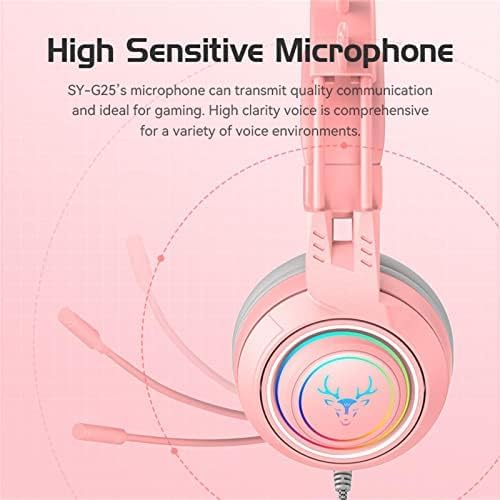 Atrasee Stereo Gaming Headset for PS4 PC Xbox One PS5 Controller, Noise Cancelling Over Ear Headphones with Mic, LED Light, Bass Surround, Soft Memory Earmuffs for Laptop Mac Nintendo (Purple Antlers)