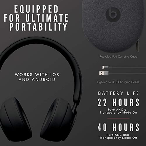 Beats Solo Pro Wireless Noise Cancelling On-Ear Headphones - Black (Renewed)