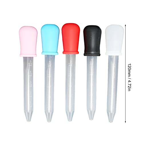 Liquid Transfer Dropper, Food Grade Silicone 5ml Calibrated Washable DIY Liquid Dropper for Crafts Projects