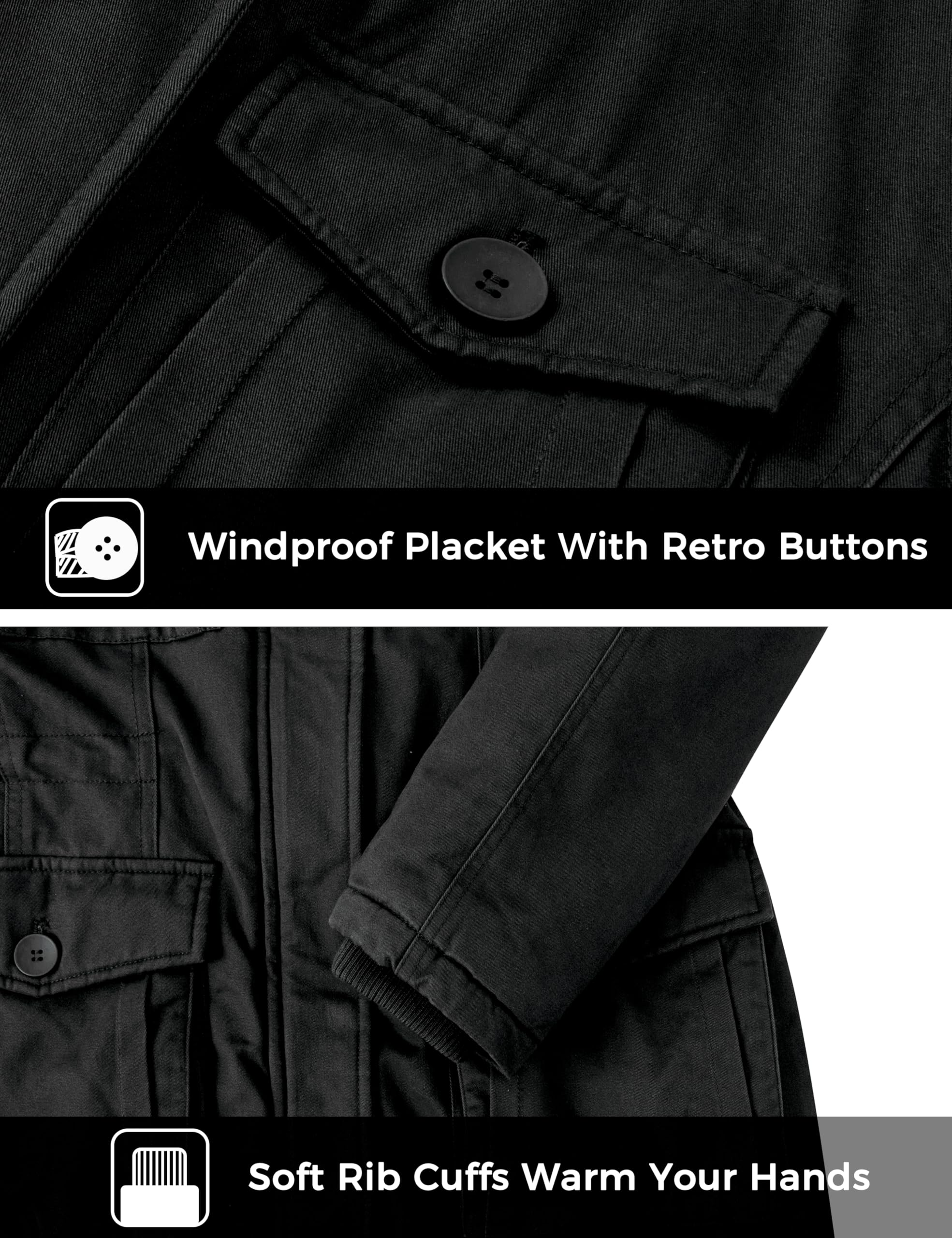 wantdo Women's Winter Military Jacket Outdoor Coat with Removable Hood Black L