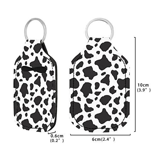 Youngerbaby Lovely Cow Print Travel Size Hand Sanitizer Holder Keyring Girls Keychains with Metal Ring