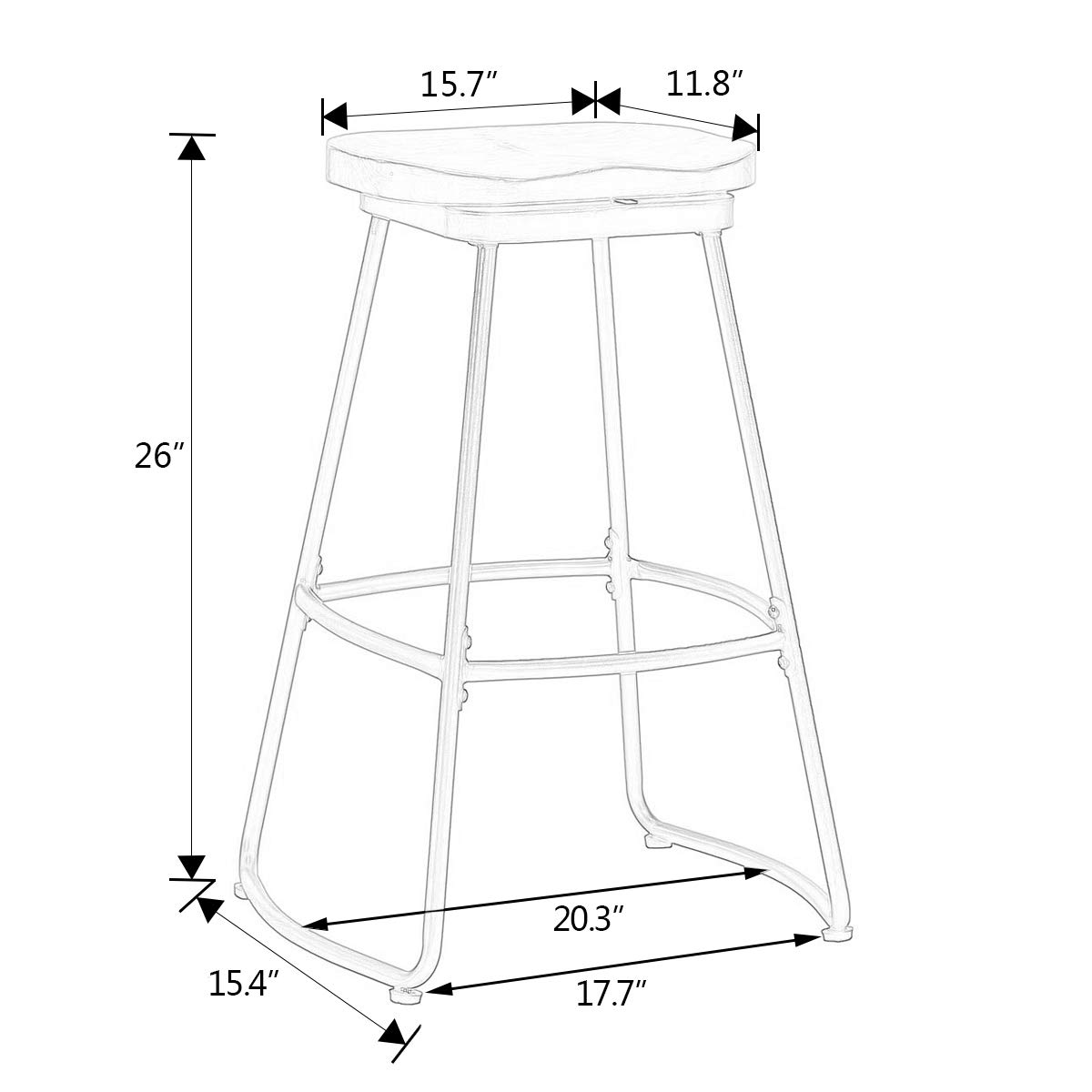Awonde 26" Swivel Bar Stools Set of 2 Industrial Metal Counter Height Stools with Wood Top Matte Black