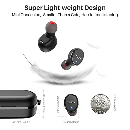 TOZO T10S 2022 Version Bluetooth 5.2 Earbuds True Wireless Stereo Earphones IPX8 Waterproof in Ear Wireless Headphones Built in Mic Headset with Environmental Noise Canceling for Running Sport