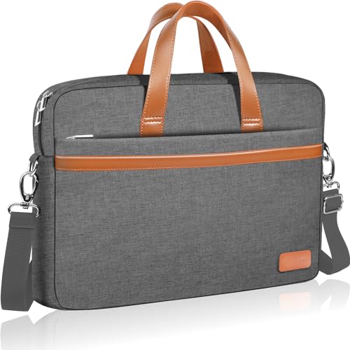 Ferkurn Laptop Bag Case Women Men Computer Bag for HP Envy Pavilion Omen/MSI/LG Gram/Dell Inspiron XPS/Lenovo Thinkpad/ASUS/Acer, Shoulder Messenger Bag Strap Carrying Briefcase, Grey, 15 15.6 Inch