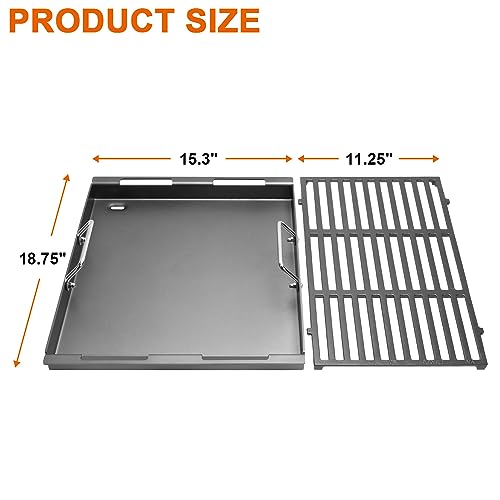 Upgrade Griddle Inserts and Grate for Weber Genesis II 300 Grills, Flat Top Griddle Kit for Weber Genesis II E-310 E-315 E-330 E-335 S-310 S-335 LX S/E-340, Part for Weber 6788 Full-Size Griddle