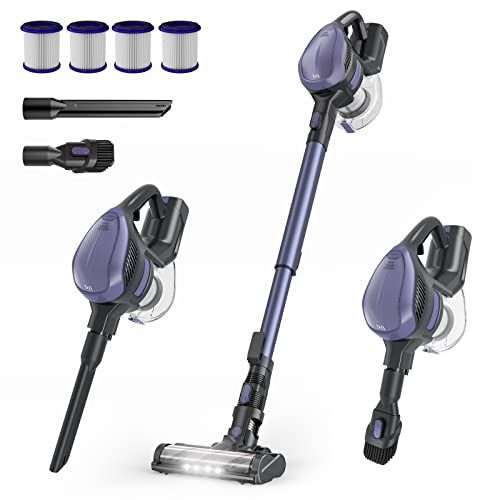 TMA Cordless Vacuum Cleaner, 250W 25Kpa Stick Vacuum Cleaner with 8-Cell Large Battery, up to 40 Mins Runtime, 4 Filters, 6 in 1 Lightweight Vacuum for Hardwood Floor/Low-Pile Carpet/Pet Hair T210