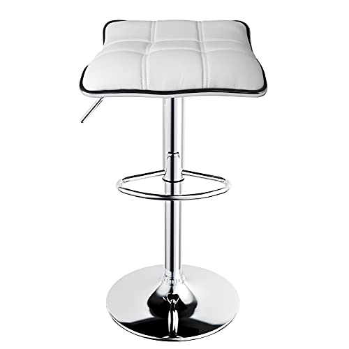 ErgoDesign Bar Stools Set of 2, Square Backless Adjustable Bar Stools, Swivel Bar Stool, Barstools Set of 2 (White)