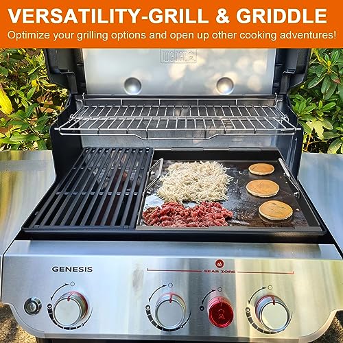 Upgrade Griddle Inserts and Grate for Weber Genesis II 300 Grills, Flat Top Griddle Kit for Weber Genesis II E-310 E-315 E-330 E-335 S-310 S-335 LX S/E-340, Part for Weber 6788 Full-Size Griddle