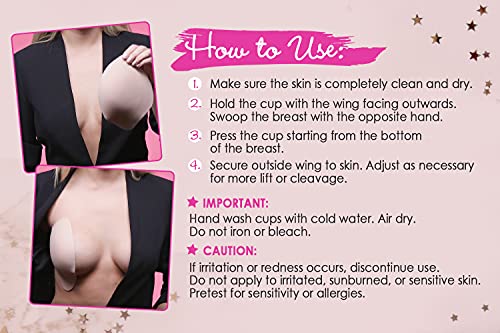 Hollywood Fashion Secrets Silicone Breast Contour Cups, Self-Adhesive, Reusable, Hypoallergenic - Size C