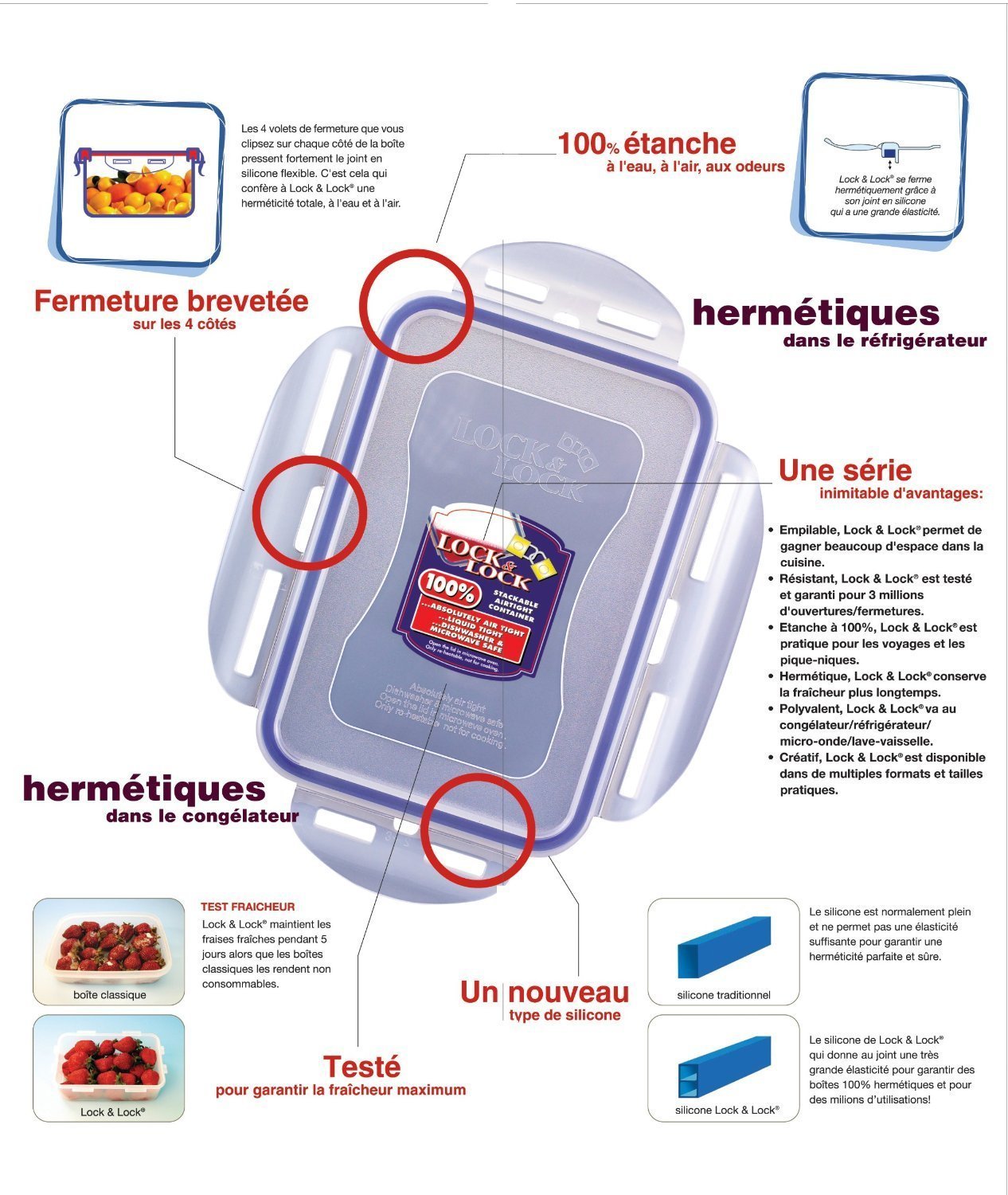 Lock & Lock No BPA Water Tight with 2 Divider Cups, Food Container, 1.5-cup, 11-oz, Pack of 6, HPL806C