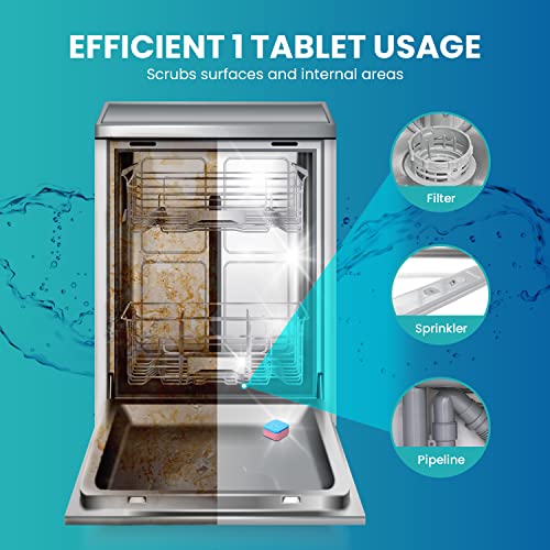 Maravello Dishwasher Cleaner And Powerful Formula Washer Cleaner Tablets For HE Front Loader And Top Load, Septic Tank Safe,12 Months Supply