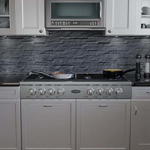 KoolMore KM-HGRT48-SS 48 Inch Natural Gas Range-Top with 8 Sealed Italian, Stainless-Steel Stovetop Knobs, Edge Cast Iron Cooking Grates, Electronic Ignition, 48" (8 Burners), Silver