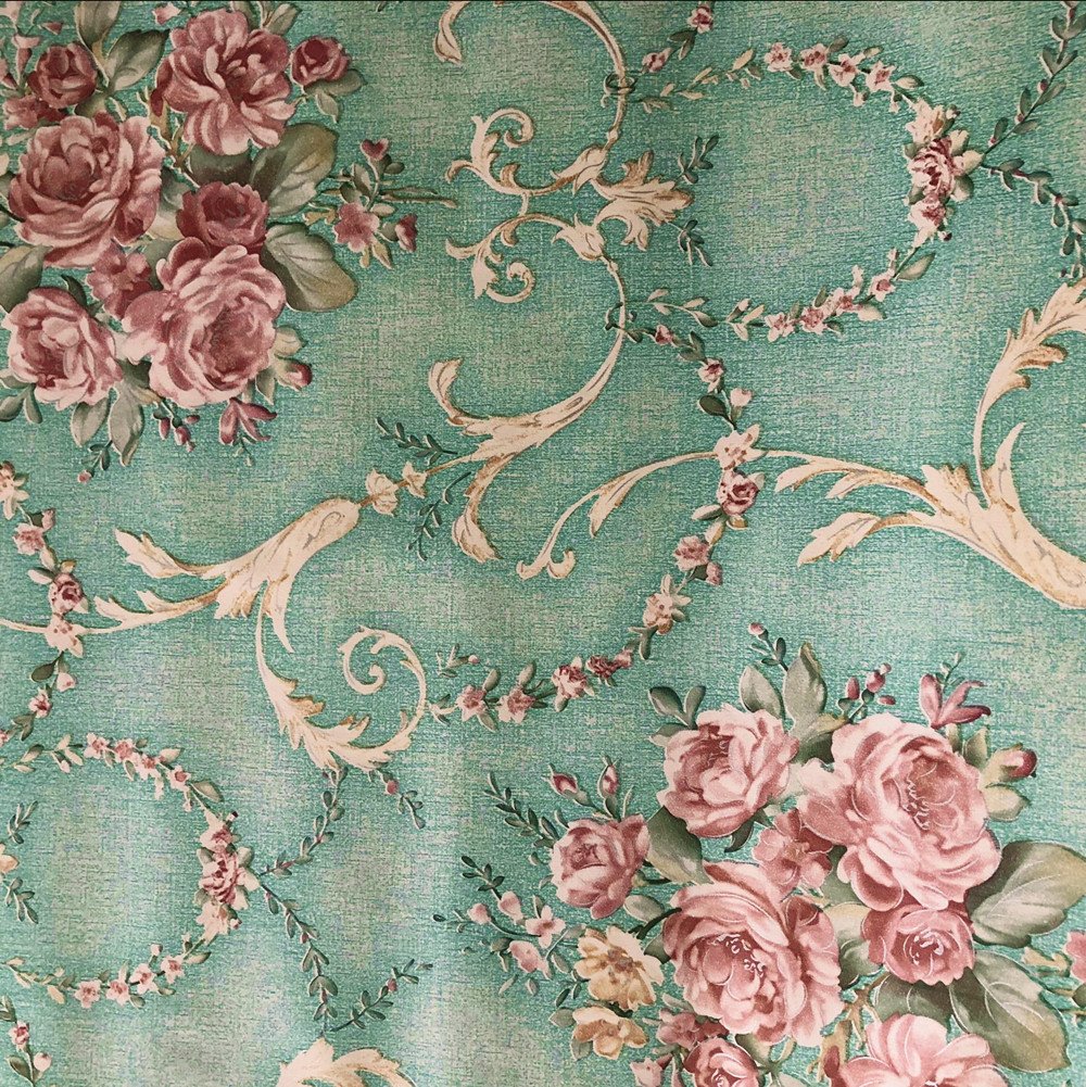Moyishi Vintage Floral Rose Paper Peel & Stick Shelf Liner Dresser Drawer Sticker 17.7''x78.7'' (M Green)