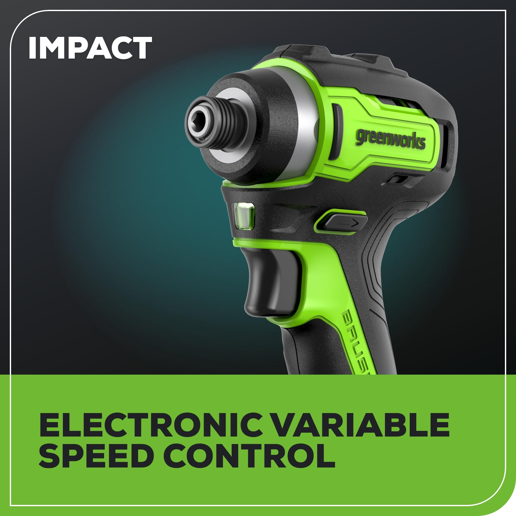 Greenworks 24V Cordless Drill Impact Driver Combo kit, 1/2β Drill & 1/4β Hex Impact Driver Brushless Power Tool Kit, Included 2 Batteries, 1 Charger, 8 pcs Bit Set & Bag