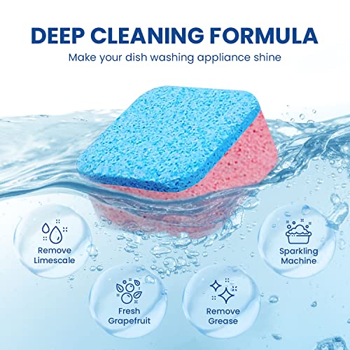 Maravello Dishwasher Cleaner And Powerful Formula Washer Cleaner Tablets For HE Front Loader And Top Load, Septic Tank Safe,12 Months Supply