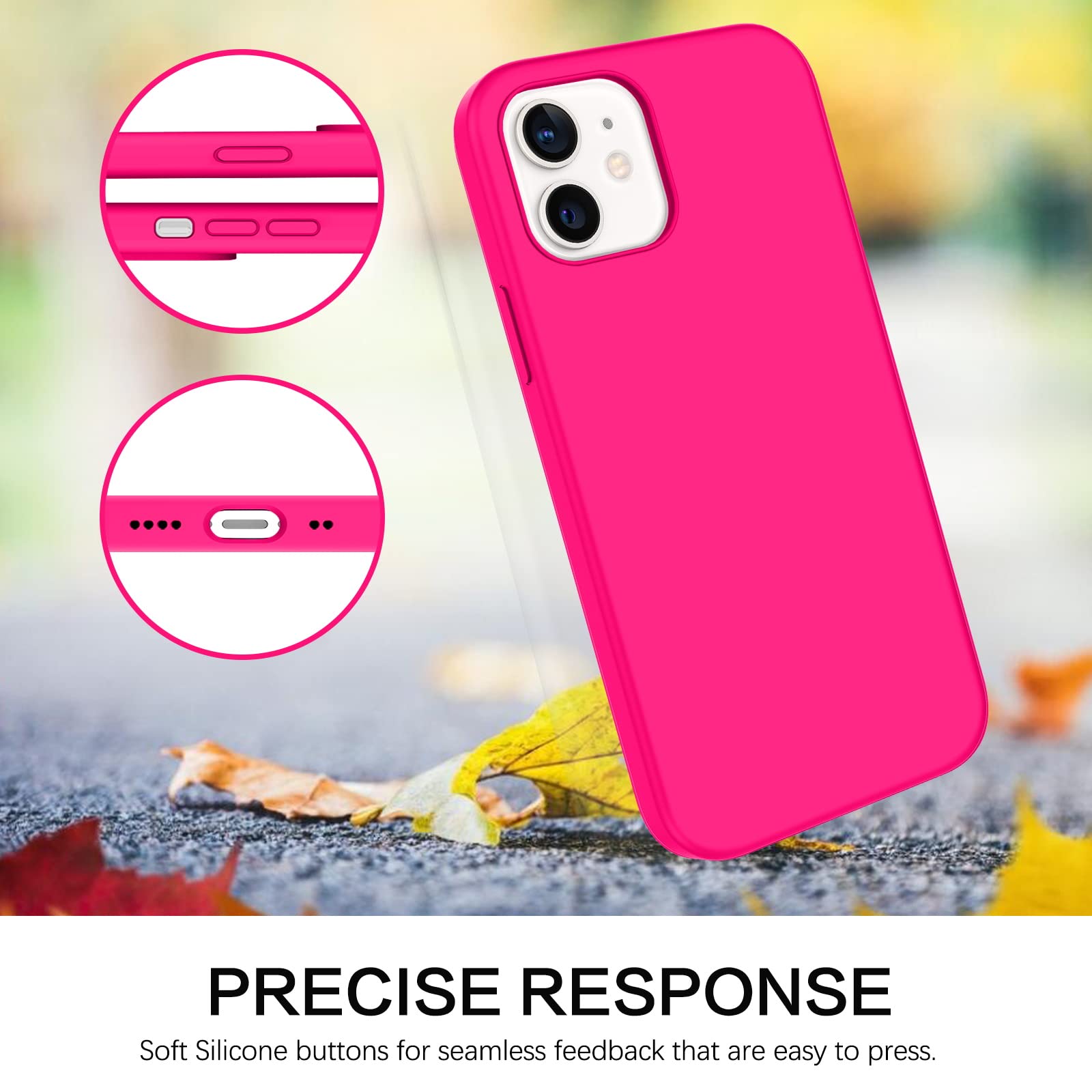BENTOBEN for iPhone 12 Mini Case, Soft Silicone Gel Rubber Bumper Microfiber Lining Hard Back Shockproof Protective Phone Cover for iPhone 12 Mini 5.4", Hot Pink