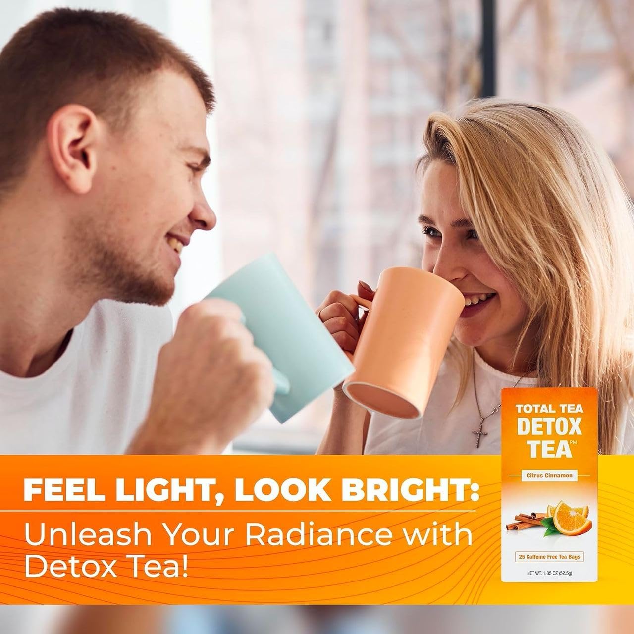 TotalTea Caffeine Free Detox Tea, Slimming Tea with Chamomile, Ginger root tea, and Hibiscus for Colon Cleanse and Weight L0SS β Natural Citrus Cinnamon Herbal Tea for Digestive Health (25 Bags)