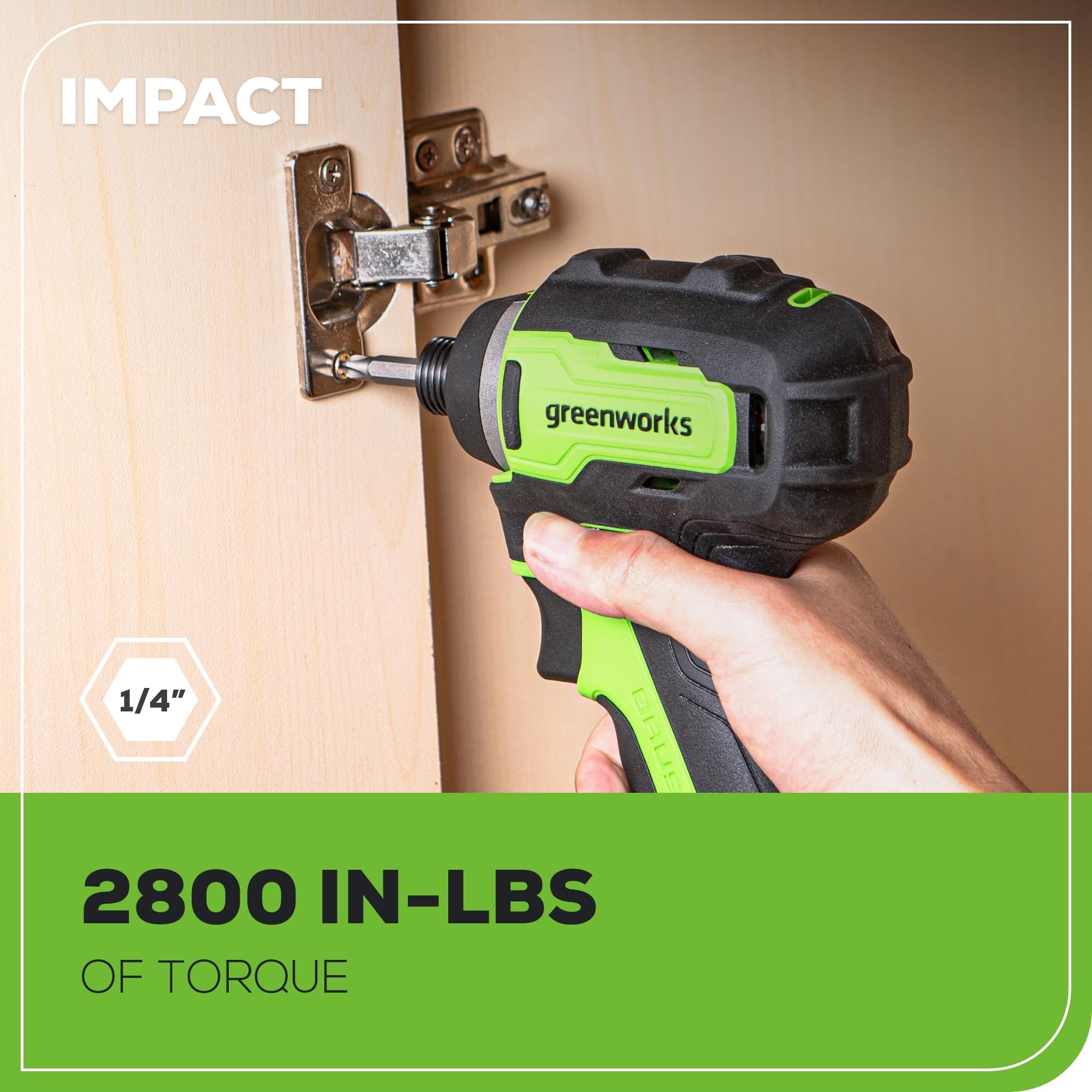 Greenworks 24V Cordless Drill Impact Driver Combo kit, 1/2β Drill & 1/4β Hex Impact Driver Brushless Power Tool Kit, Included 2 Batteries, 1 Charger, 8 pcs Bit Set & Bag