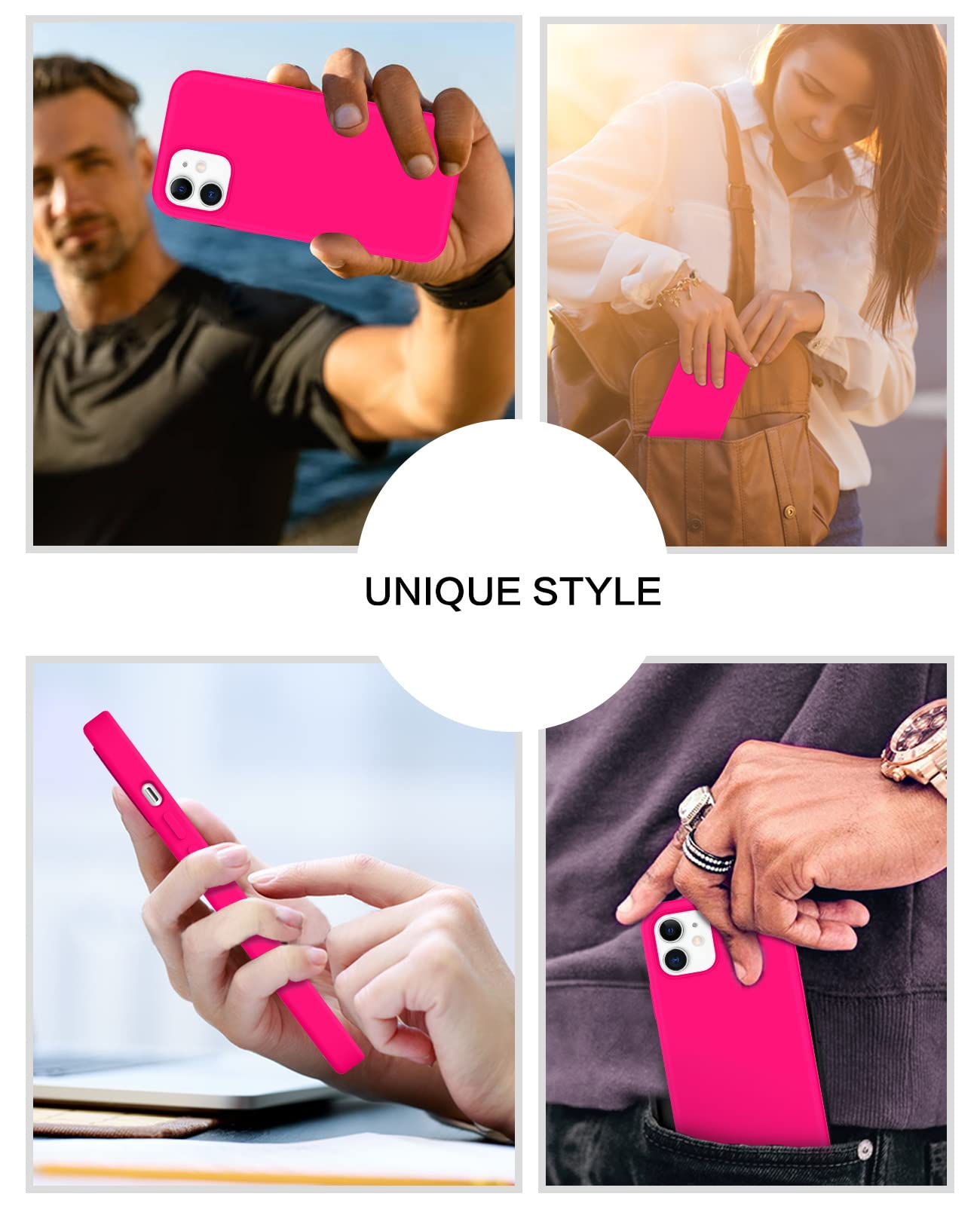 BENTOBEN for iPhone 12 Mini Case, Soft Silicone Gel Rubber Bumper Microfiber Lining Hard Back Shockproof Protective Phone Cover for iPhone 12 Mini 5.4", Hot Pink