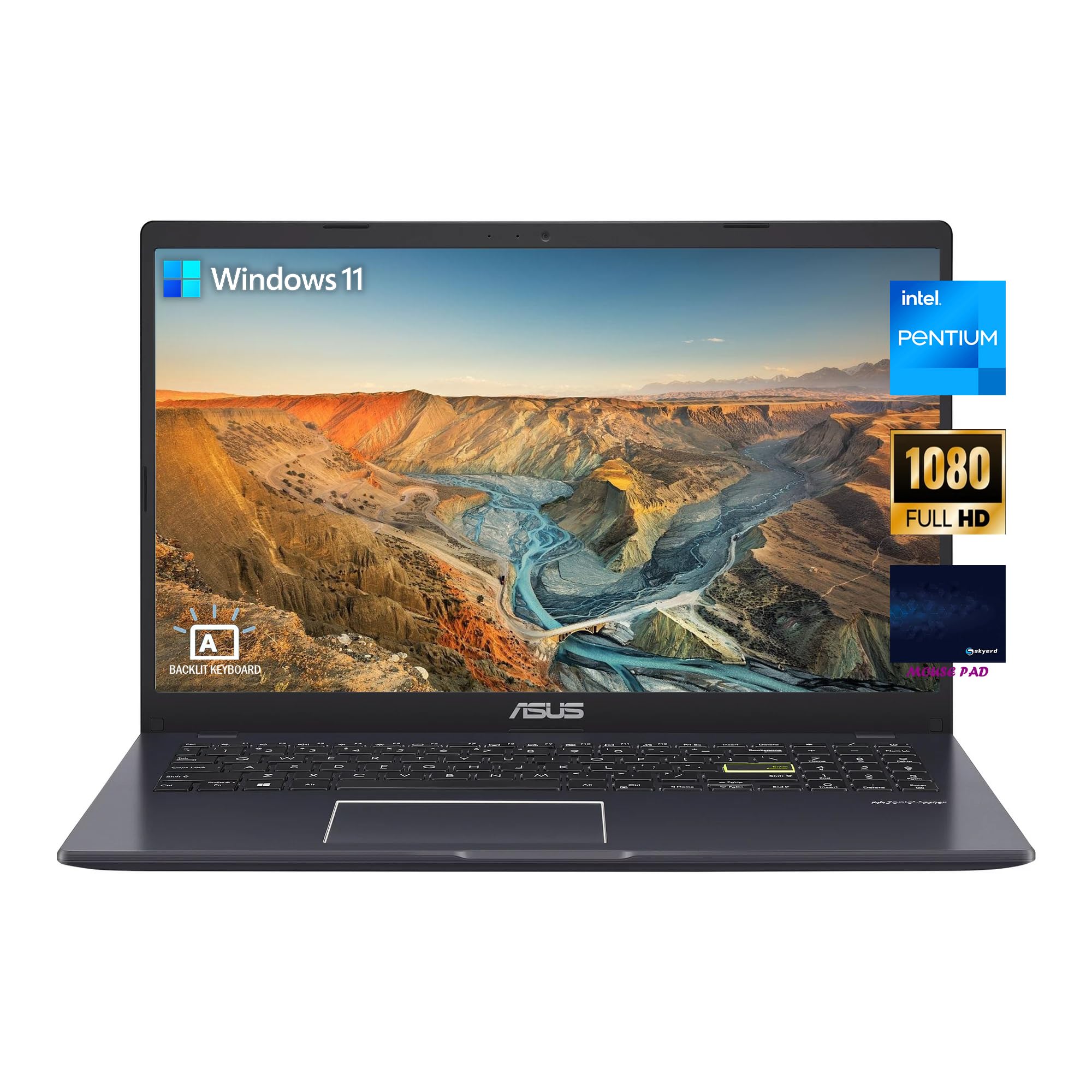 ASUS VivoBook Go L510 Laptop, 15.6" FHD Display, Intel Pentium Silver N5030 Processor, 4GB RAM, 128GB +256GB SSD, HDMI, Wi-Fi, Bluetooth, Windows 11 Home, 1 Year Microsoft 365, Black